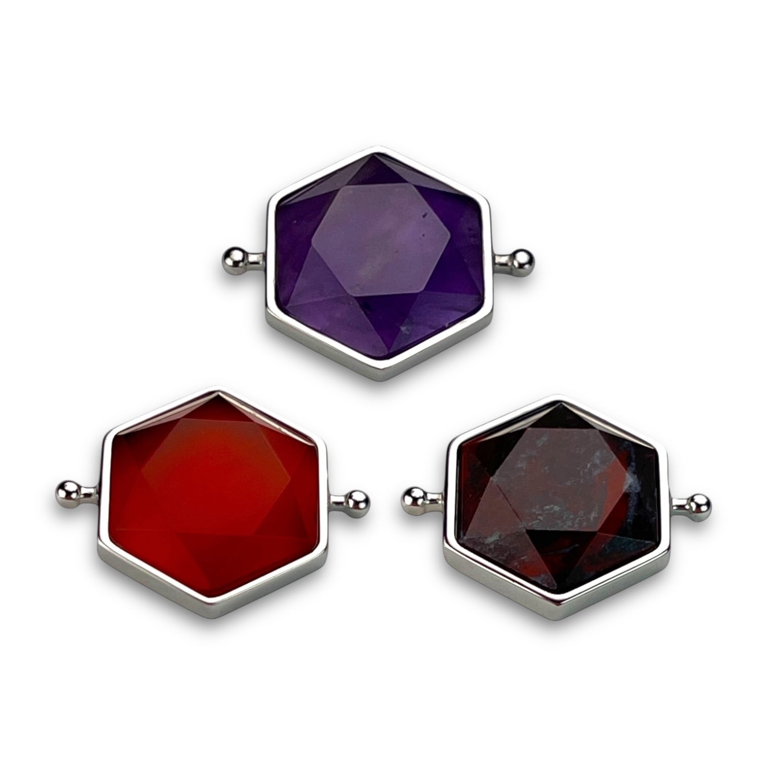 Hexagon Crystal Element Set | Carnelian, Bloodstone & Amethyst – CONQUERing