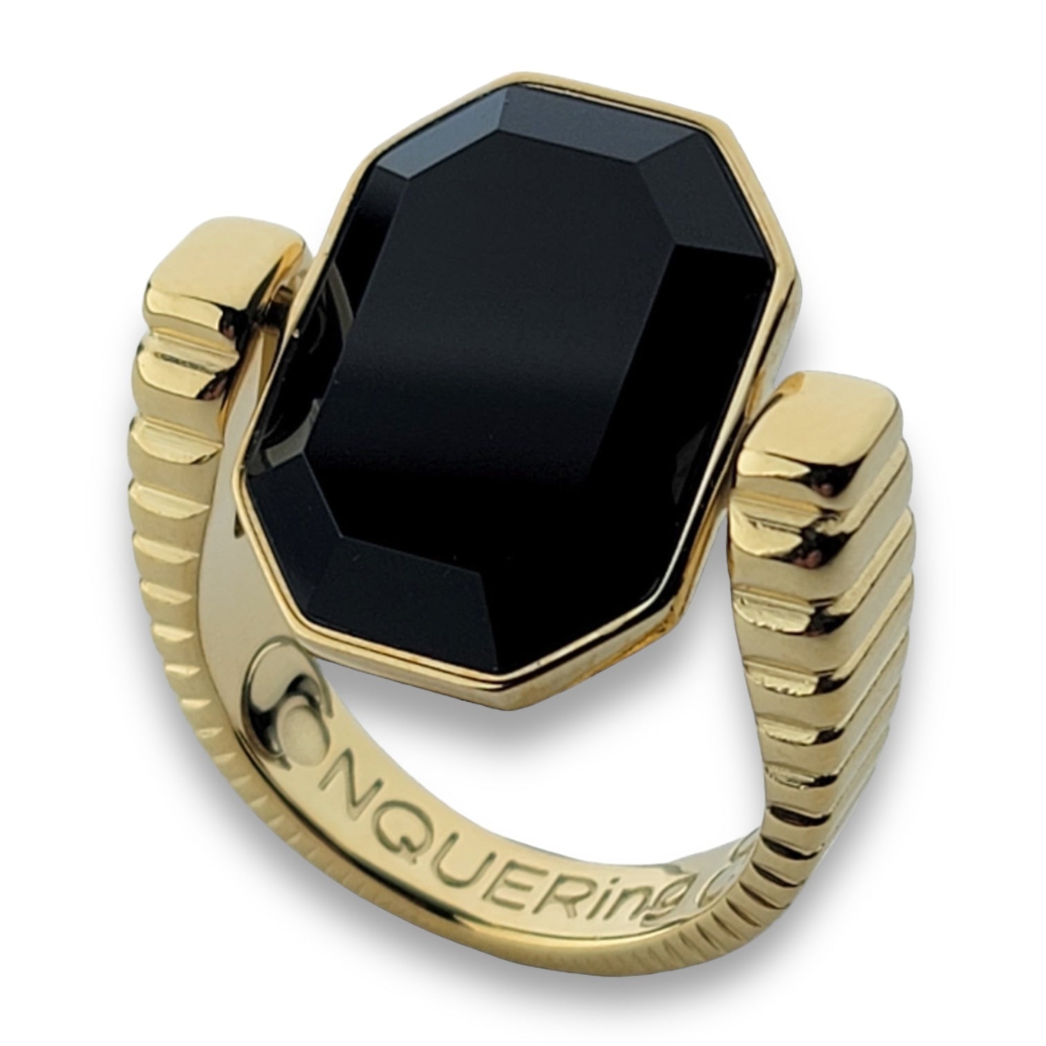 Gold ViaDeco™ Octangle™ Crystal Fidget Ring – CONQUERing